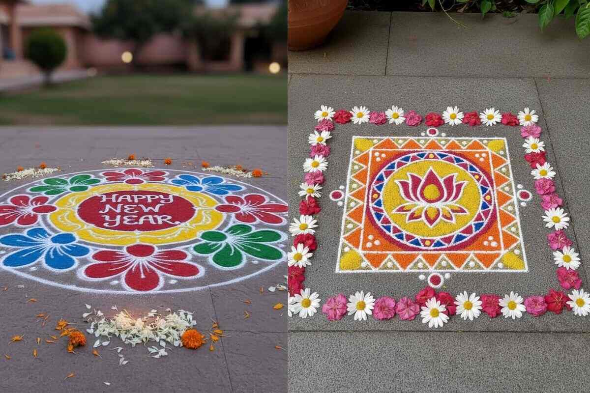 Simple Rangoli Design For New Year: न्यू ईयर पर घर को सजाएं सुंदर ...